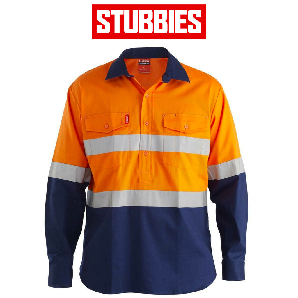 Genuine Original Mens Stubbies Work Long Sleeve Drill Shirt Taped Vent ...